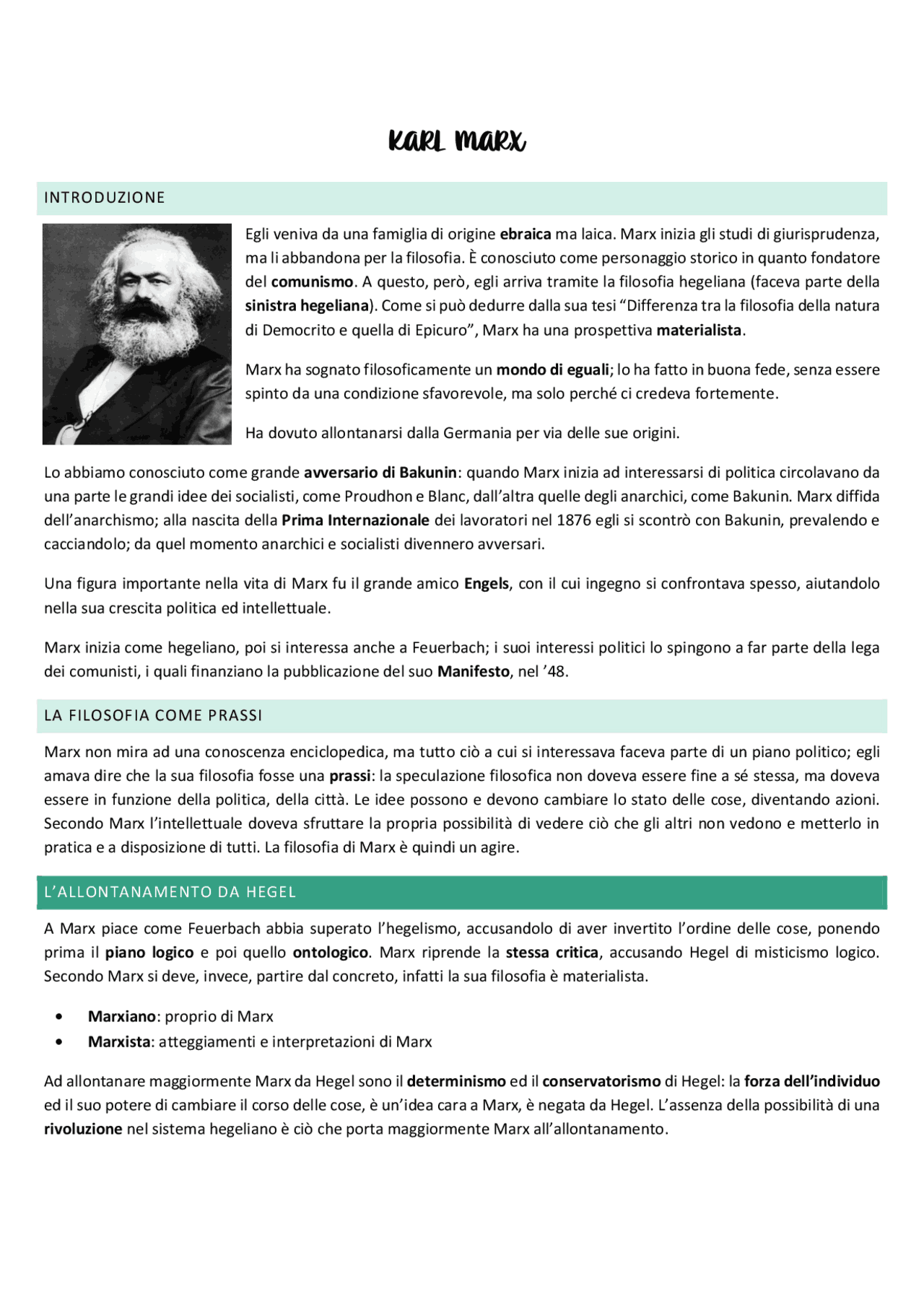 Marx Riassunto E Spiegazione Dispense Di Filosofia Docsity