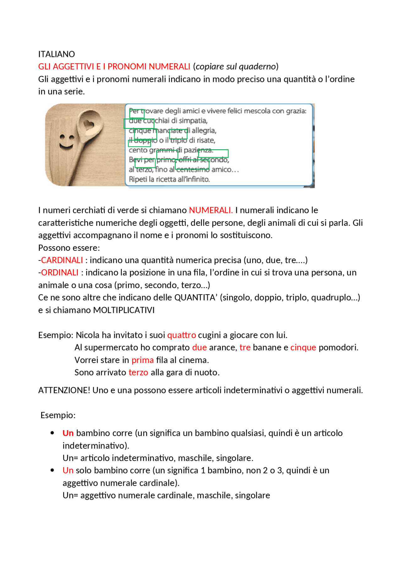 Gli Aggettivi e I Pronomi Numerali: Cardinali, Ordinali e ...