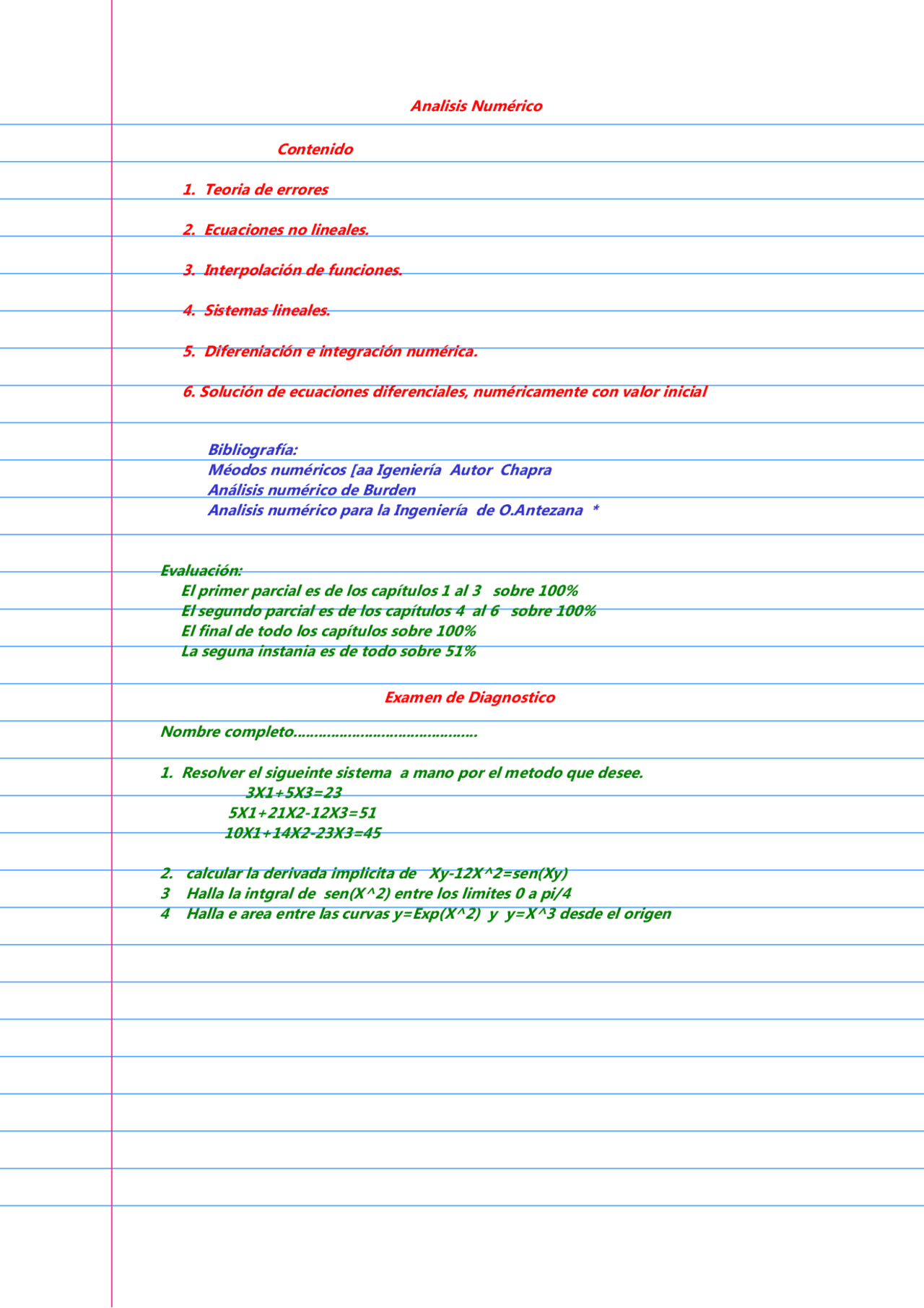 Mis Apuntes De Analisis Numerico Docsity
