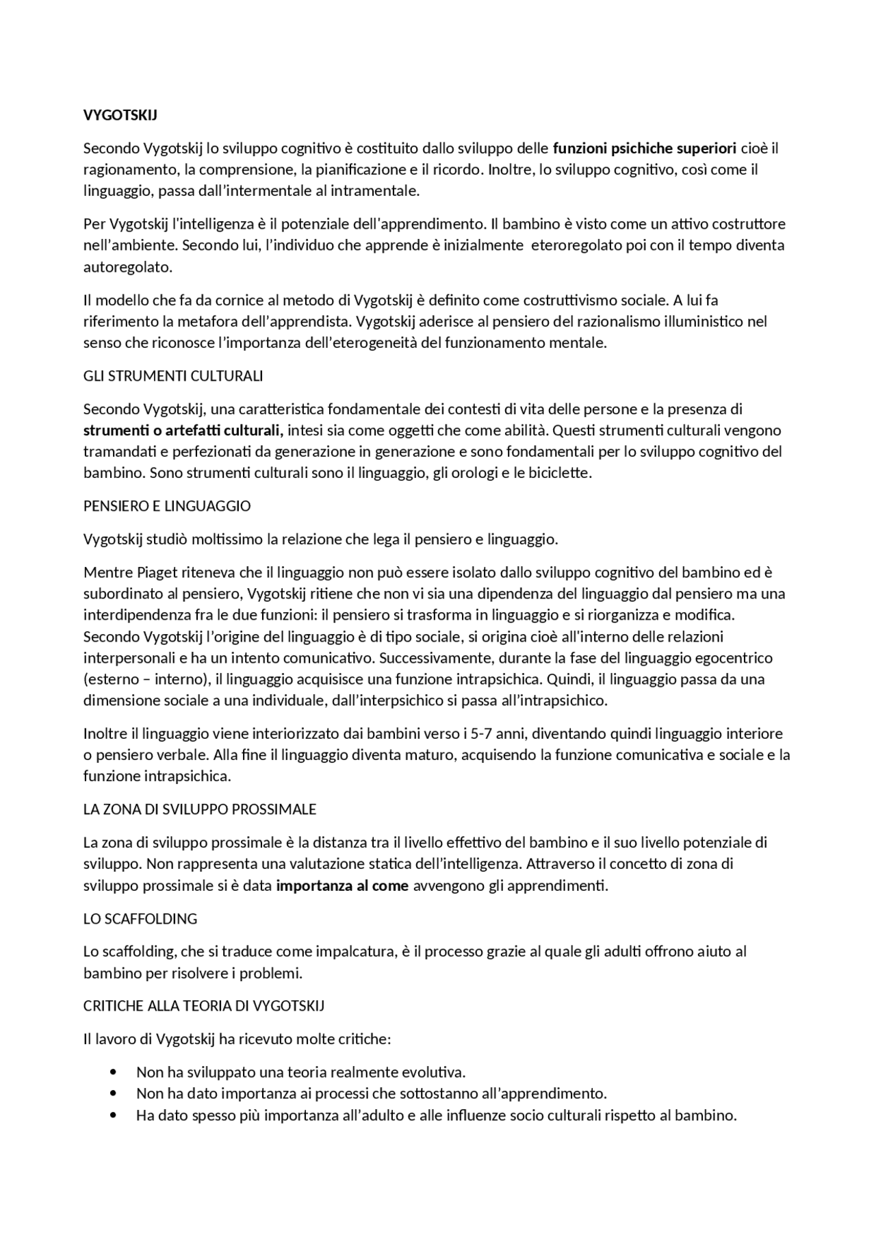 I Teorici Dello Sviluppo Cognitivo Vygotskij E Bruner Docsity