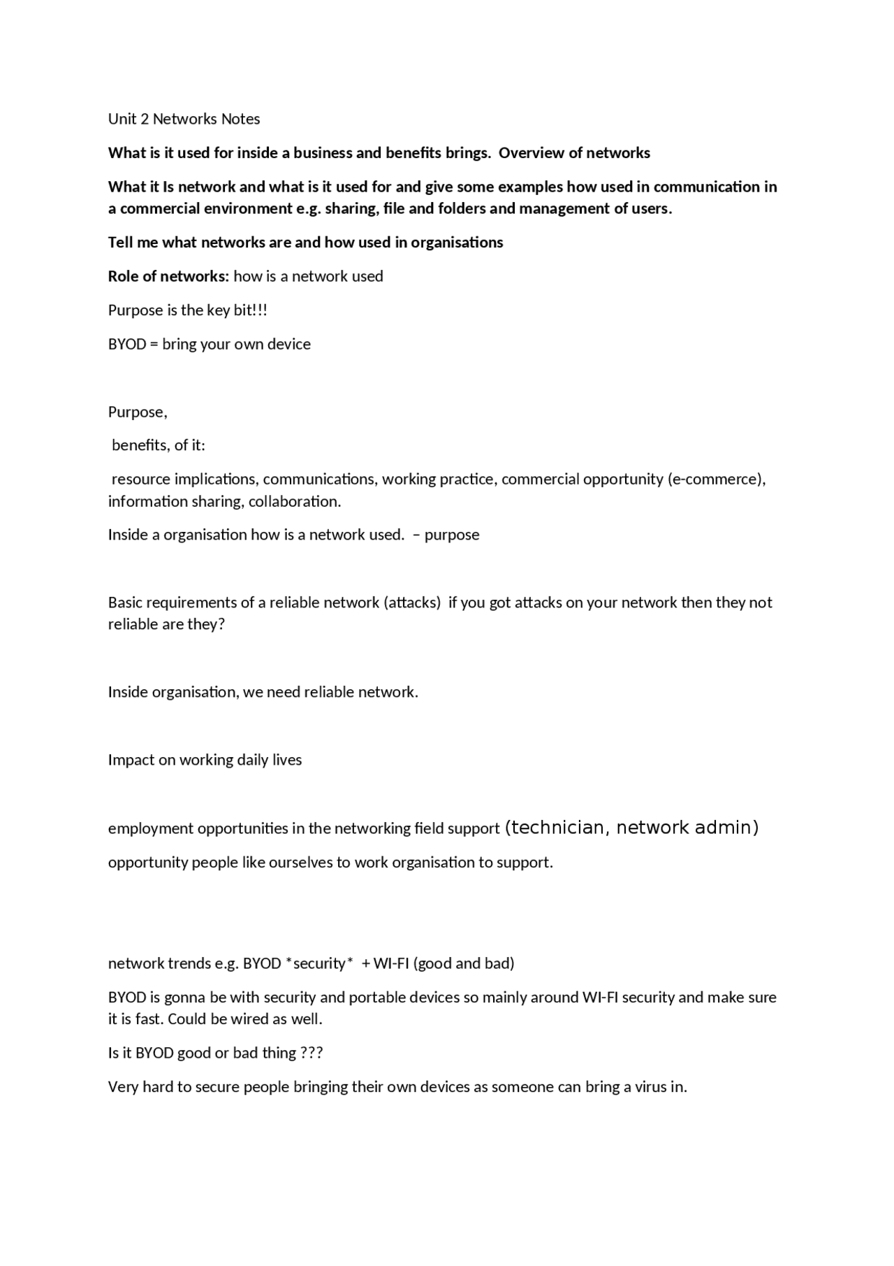 Unit 2 Networks Notes outcome 1 HNC LEVEL 4 | Summaries Computer ...