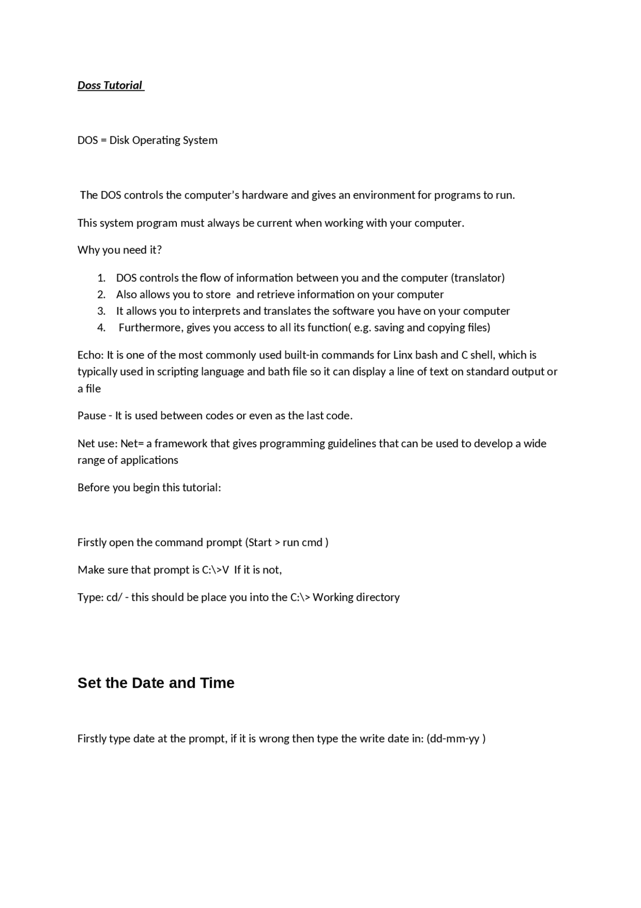 DOS Tutorial: Understanding the Disk Operating System and Its Commands | Summaries Computer ...