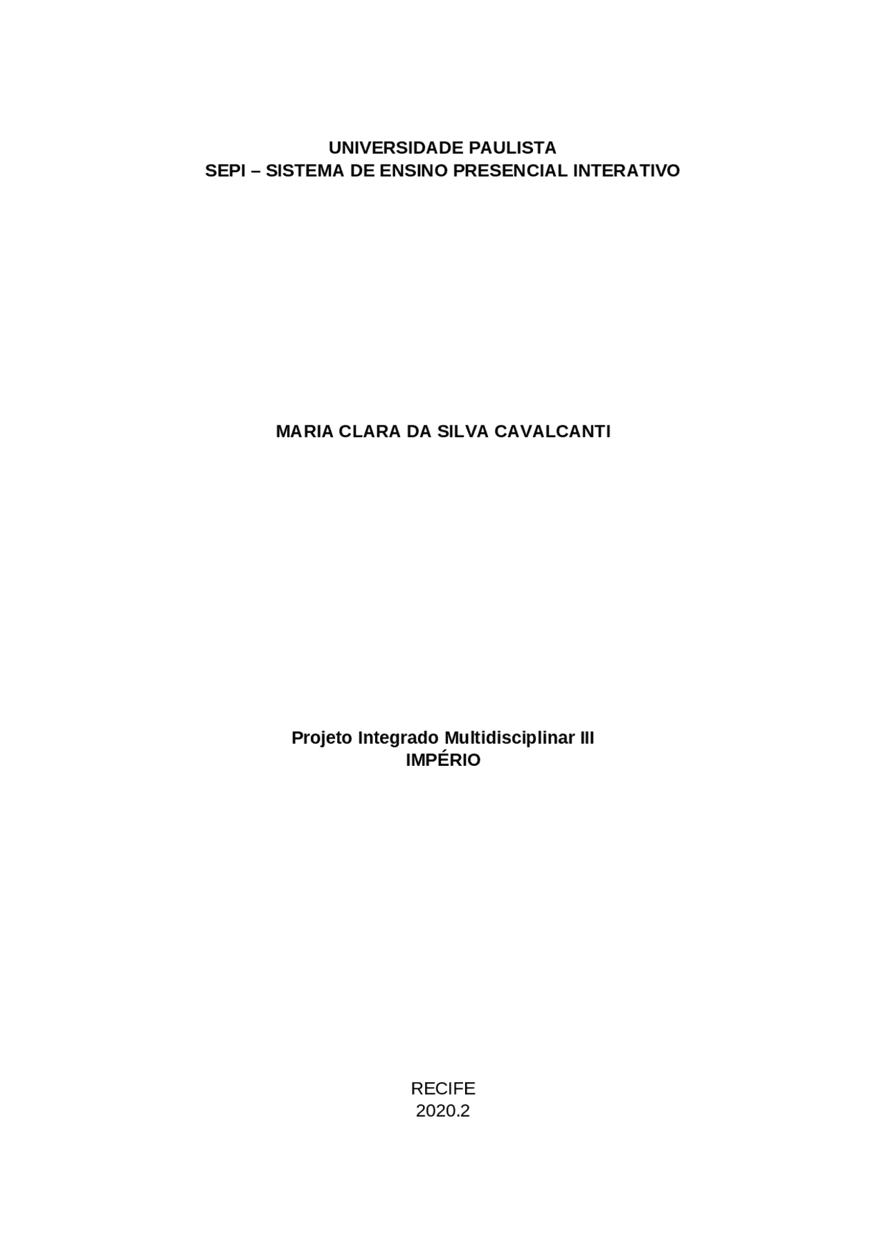 Projeto Integrado Multidisciplinar Iii E Iv Docsity