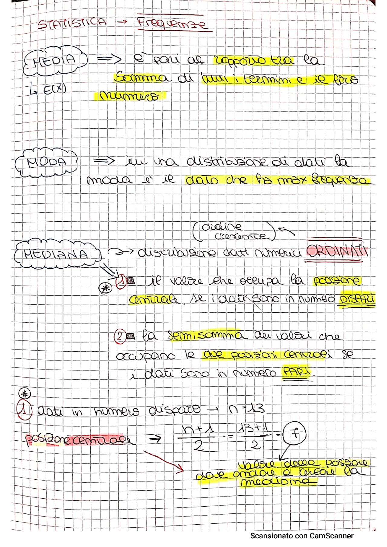 Media, Moda e Mediana_Statistica - Docsity