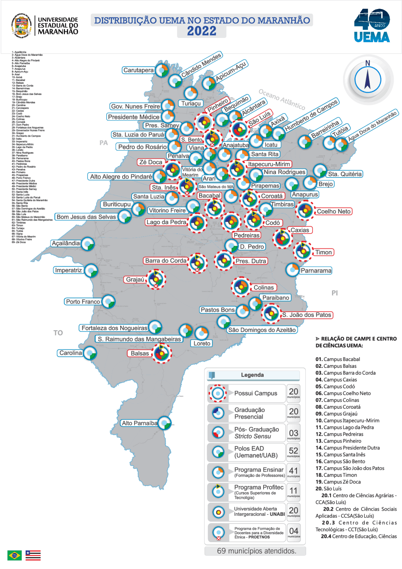 Mapas de distribuição da Uema no Estado do Maranhão e da Cidade ...