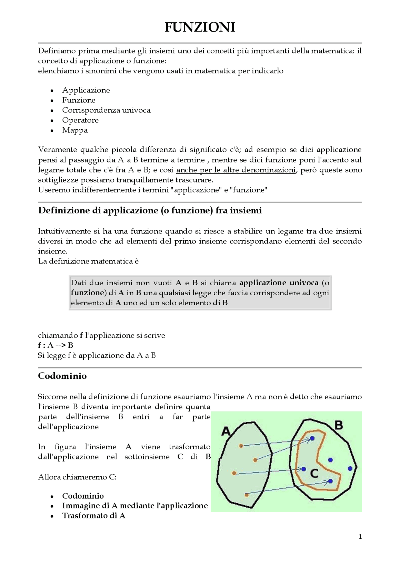 Le Funzioni Spiegazione Completa Appunti Di Matematica Docsity