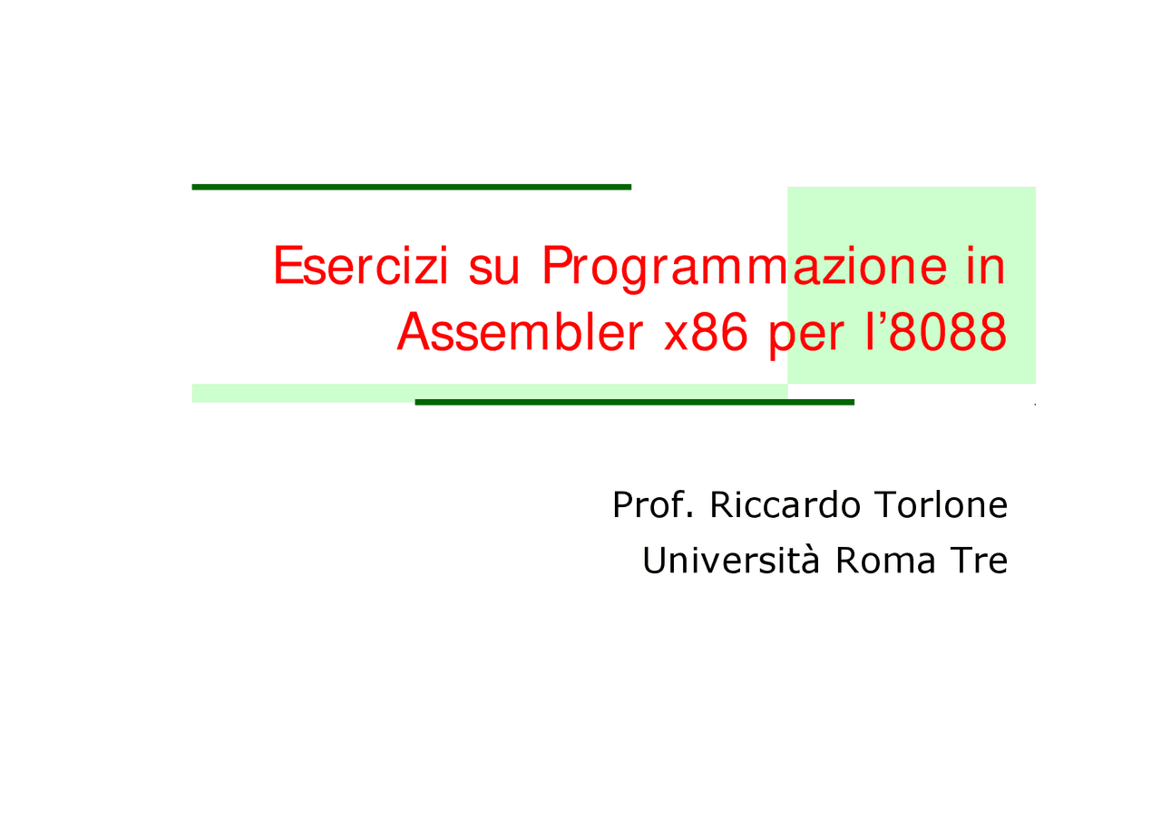 Esercizi Assembly Informatica Docsity