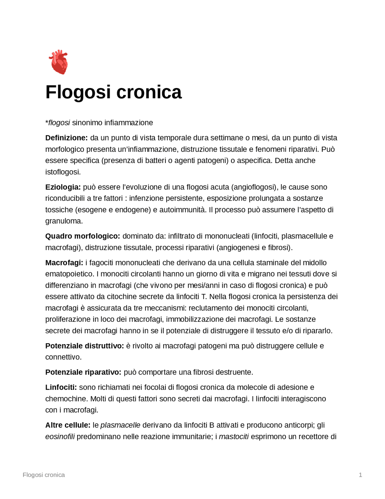 Flogosi cronica 2022 | Schemi e mappe concettuali di Anatomia ...