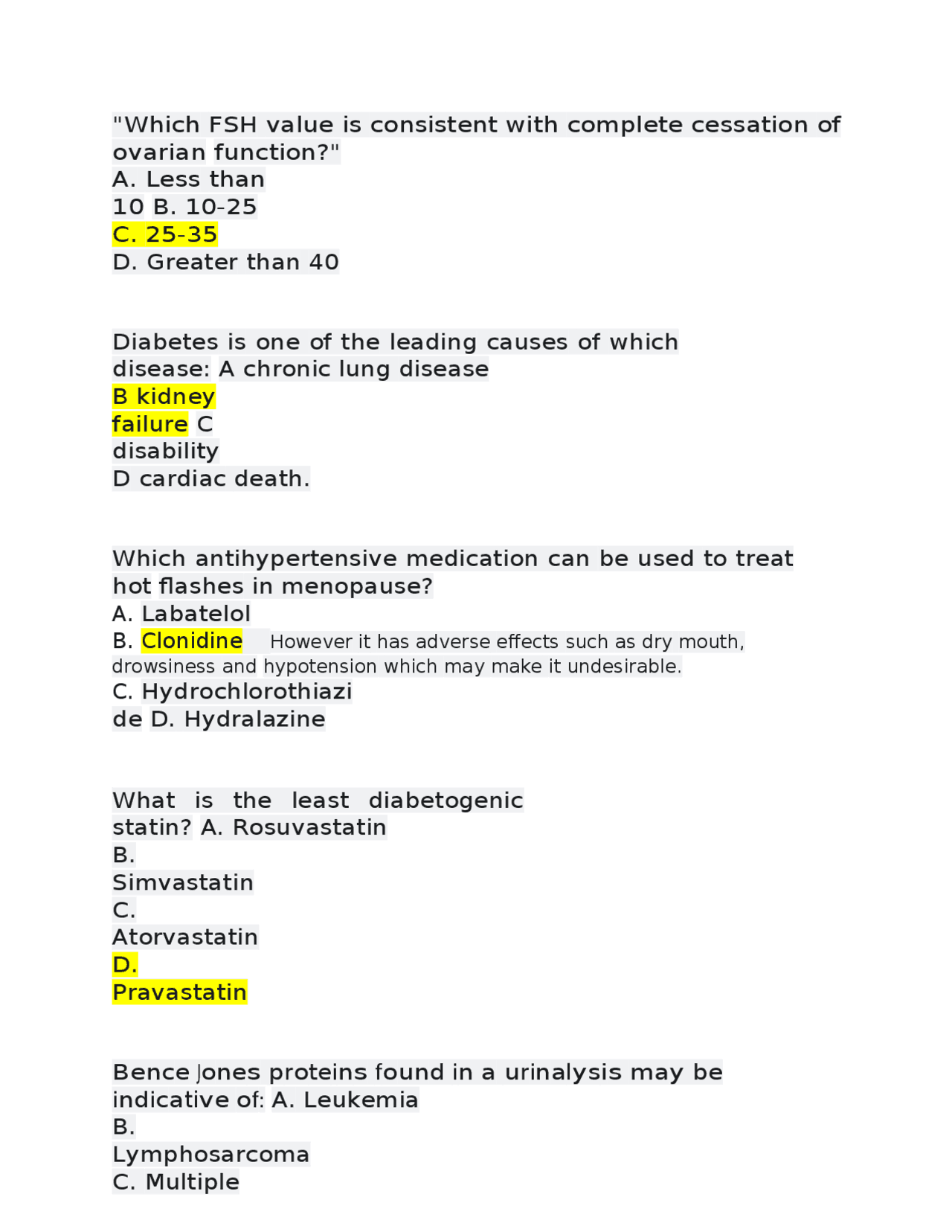 Medical Questions and Answers | Exams Nursing | Docsity