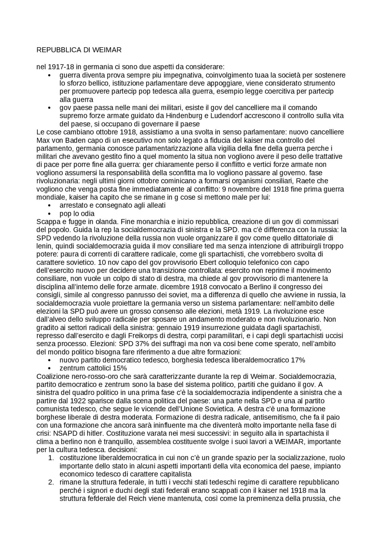 Repubblica Di Weimar Docsity