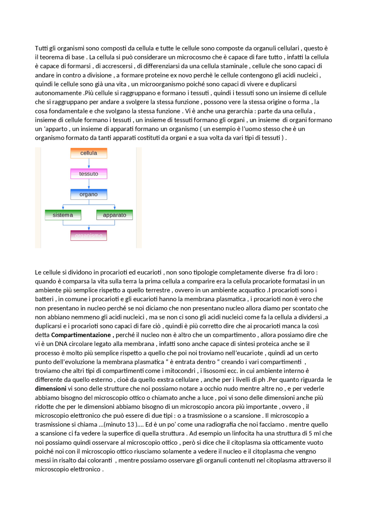 Citologia, concetti di base - Docsity