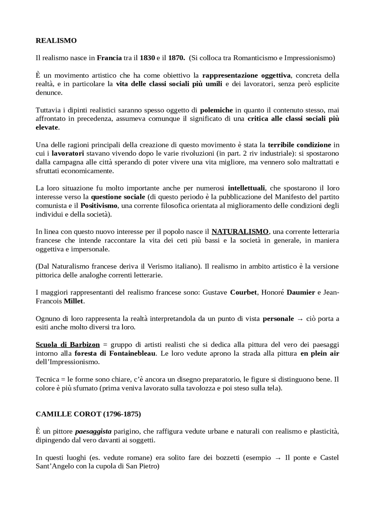 Riassunto programma storia dell'arte 5 superiore - Docsity