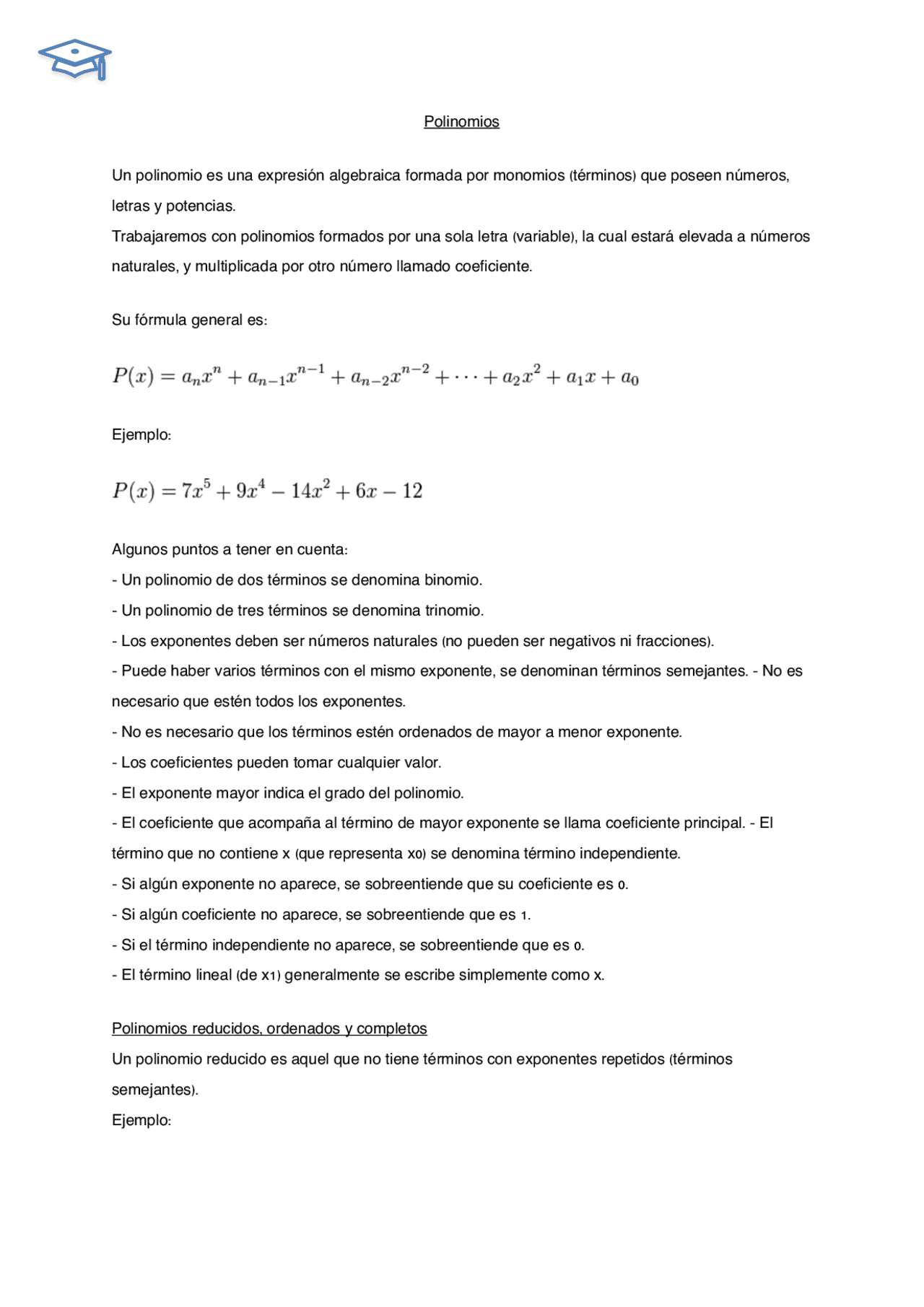 Todo Sobre Polinomios Suma Resta Multiplicación División Apuntes