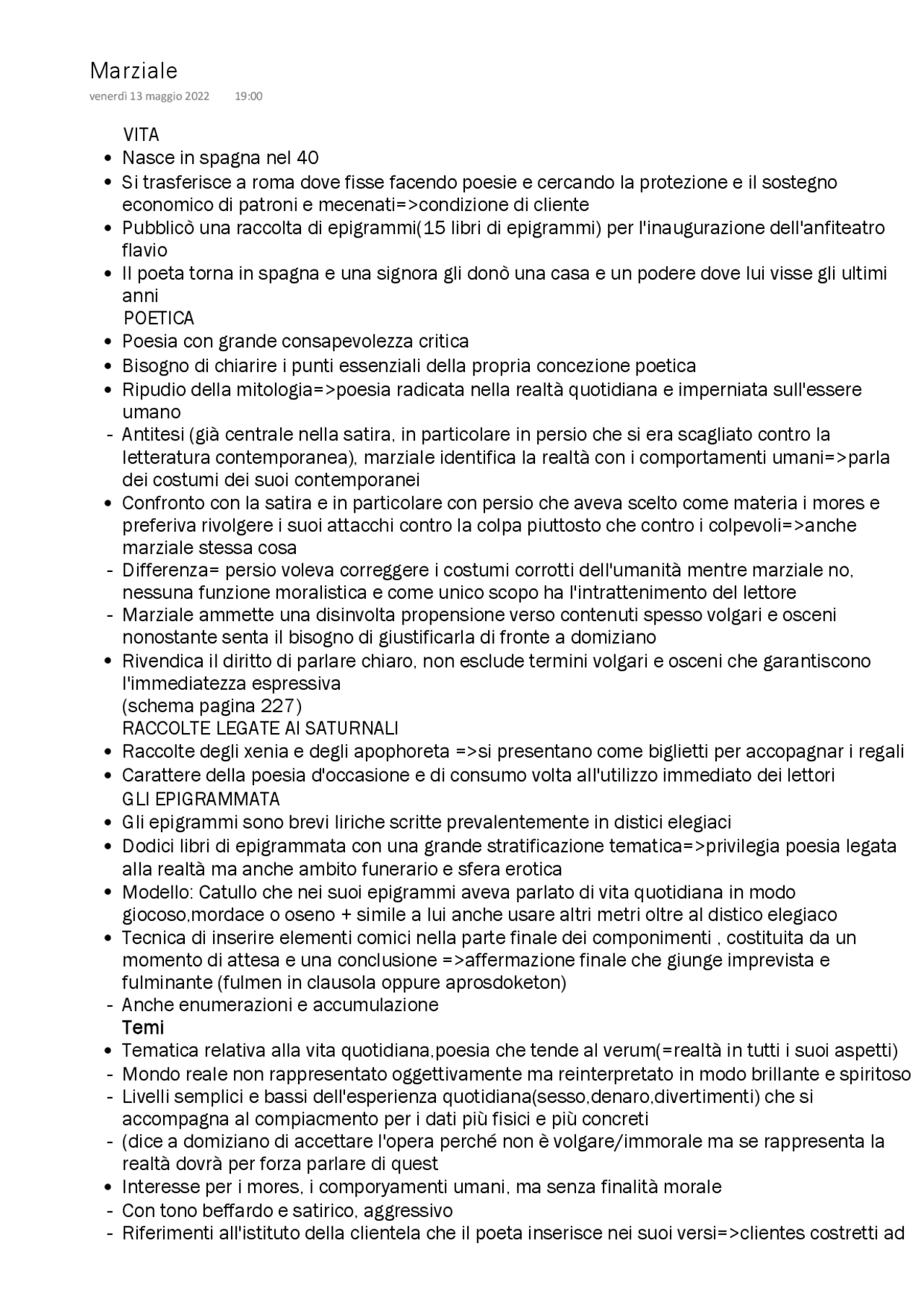 La poesia di Marziale | Appunti di Latino | Docsity