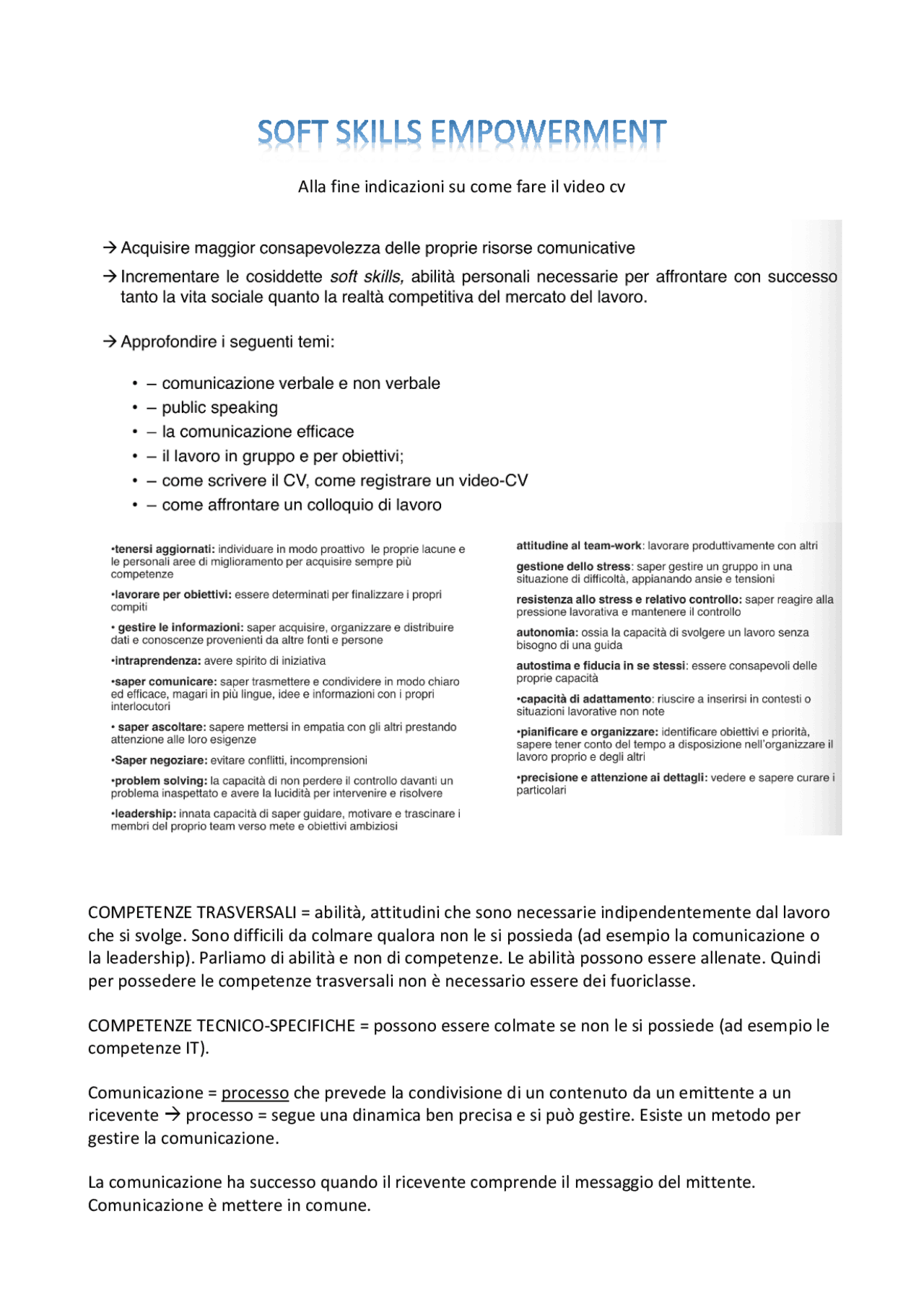 Laboratorio di Soft Skills Empowerment - Docsity