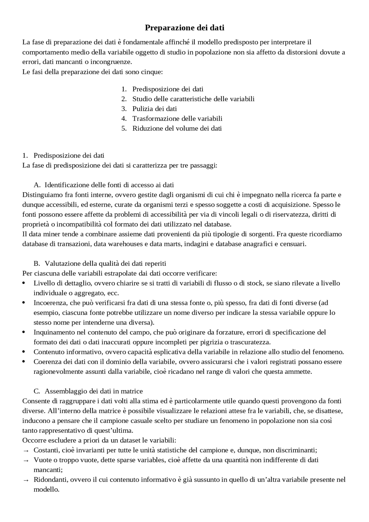 Statisticametodi Statistici Per Il Data Mininguniboriassunti Di