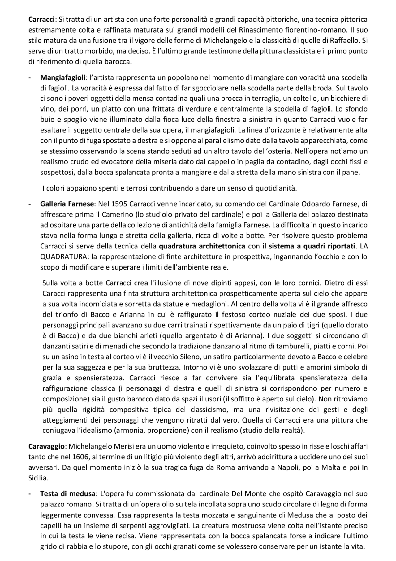 Appunti di Arte: Carracci, Caravaggio e Bernini - Docsity
