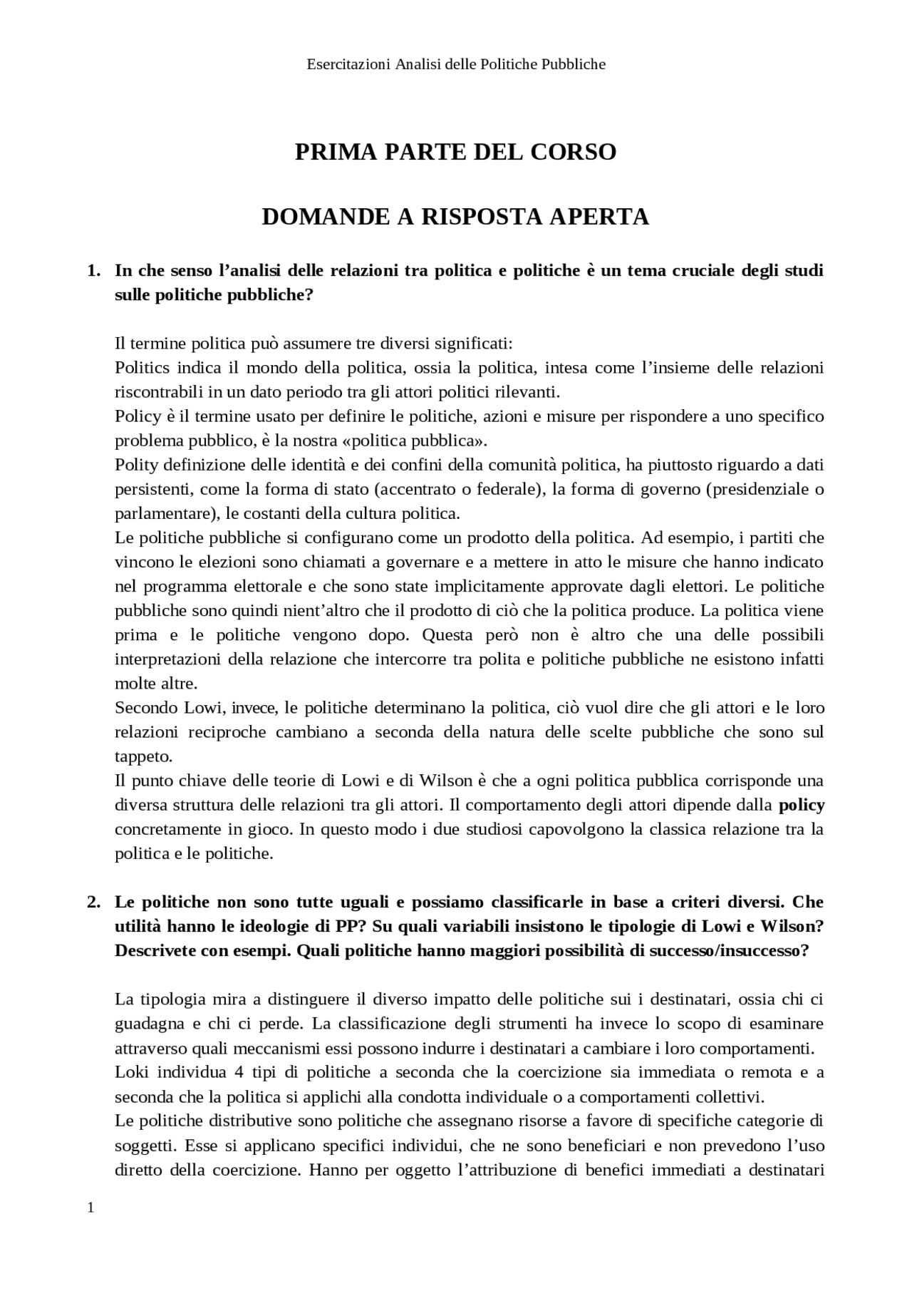 Domande Desame Cavatorto Luiss Gap 2022 Docsity