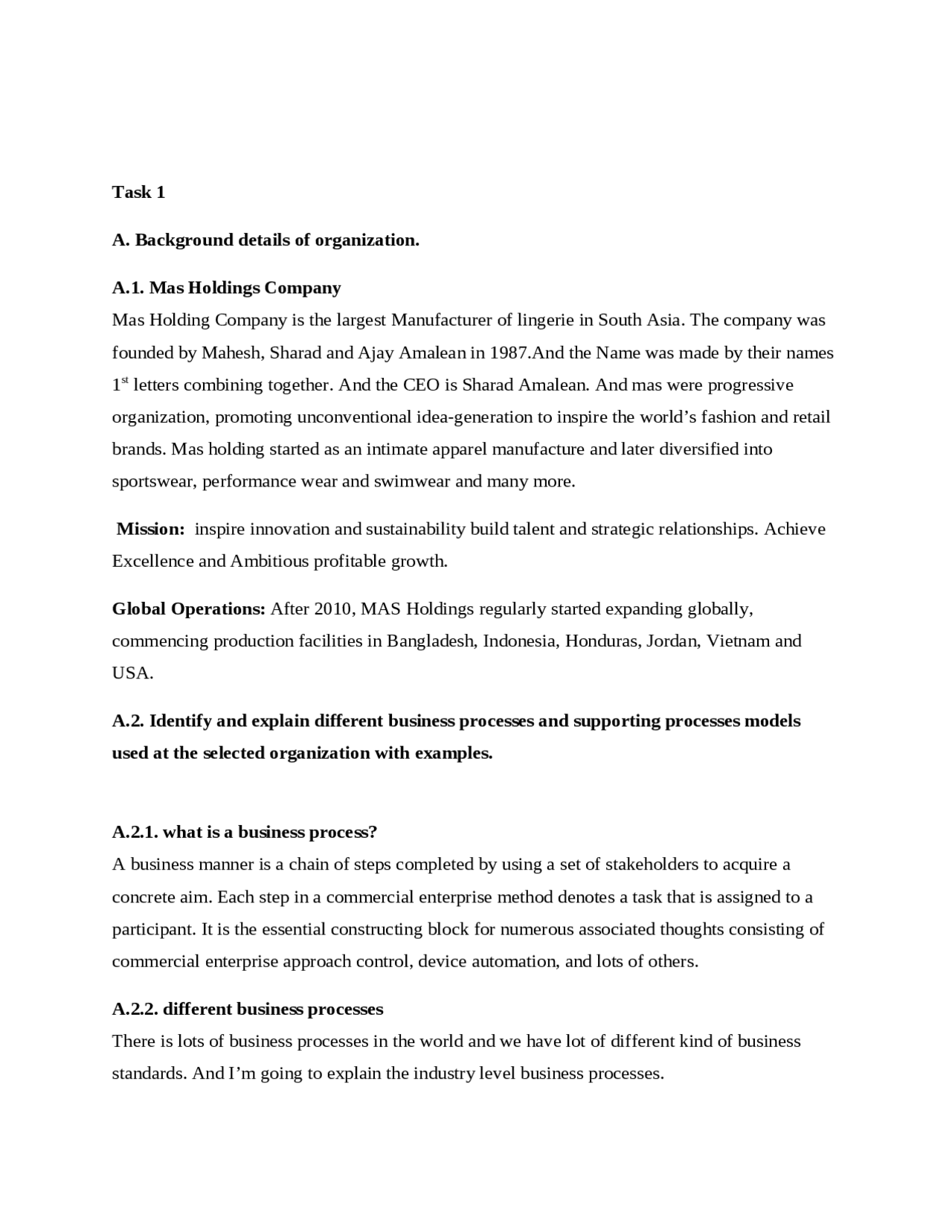 Background details of organization - Docsity