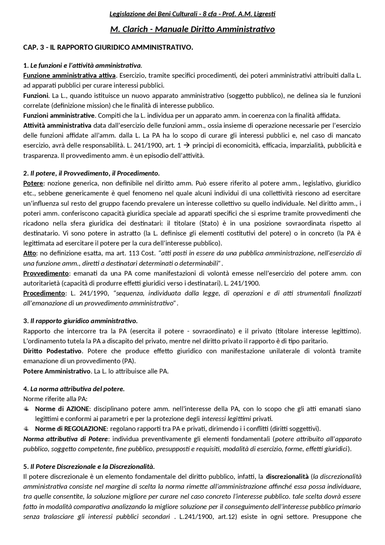 Clarich Manuale Diritto Amministrativo Docsity