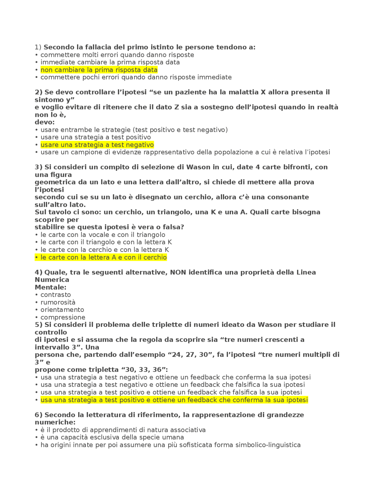 Domande Esame Sviluppo Pensiero E Ragionamento Docsity