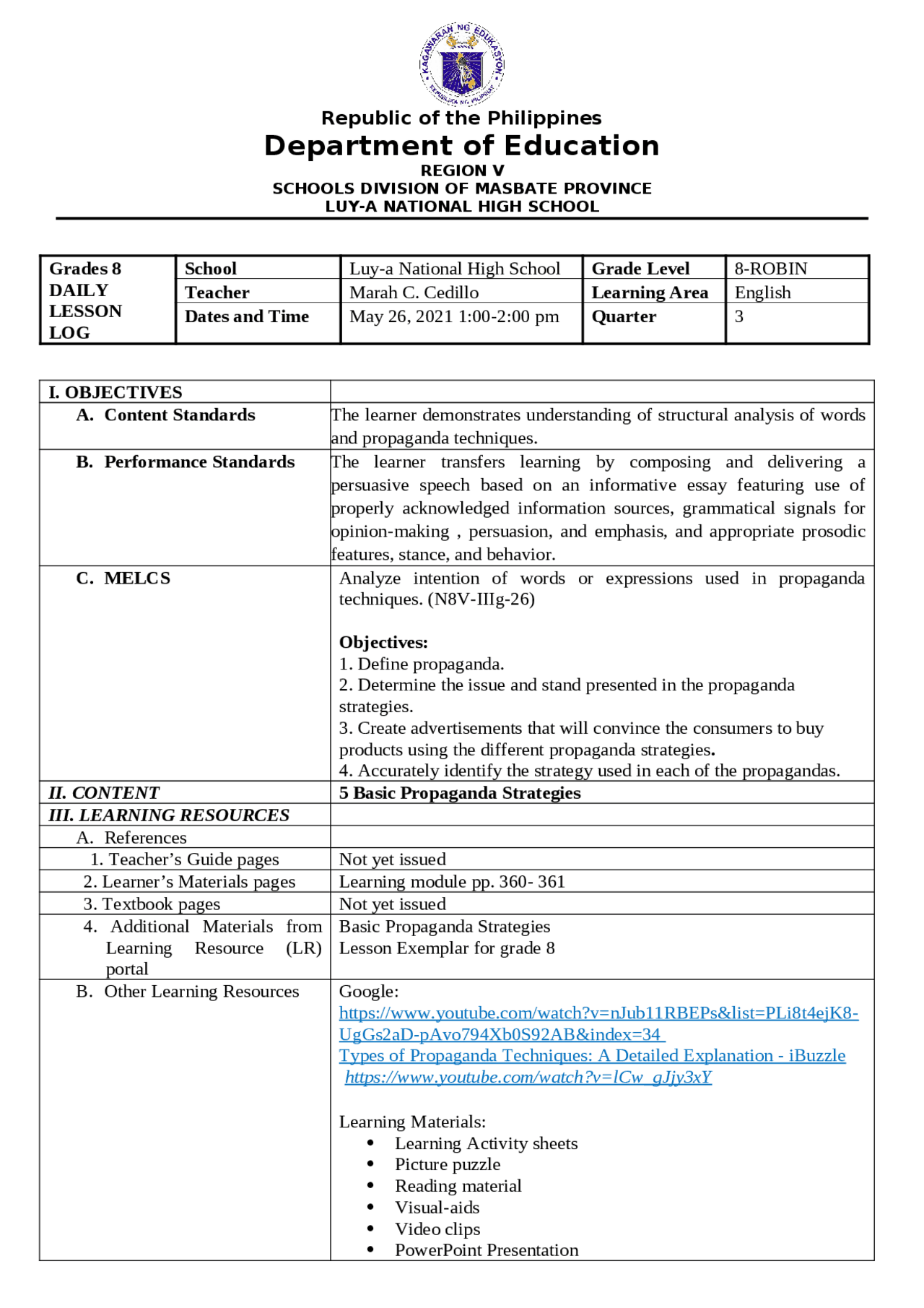 5 Basic Propaganda Strategies - Docsity