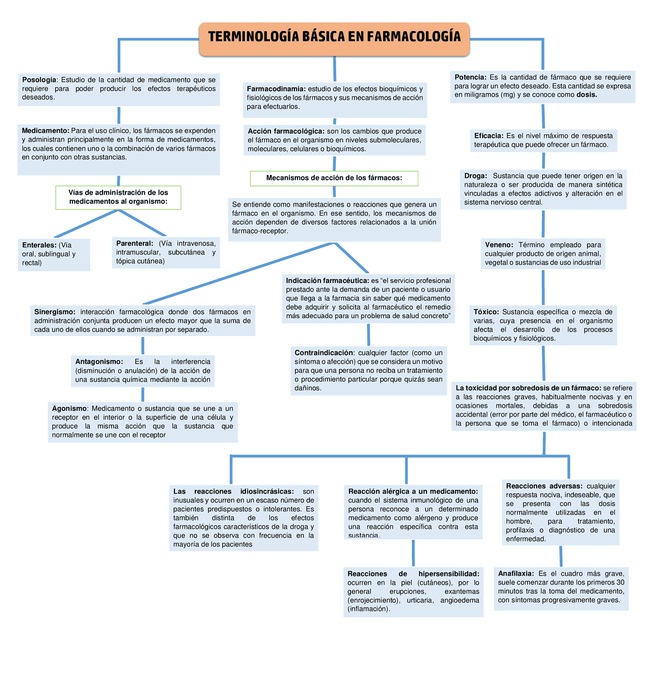 Terminología básica de farmacología | Esquemas y mapas conceptuales de Farmacología | Docsity