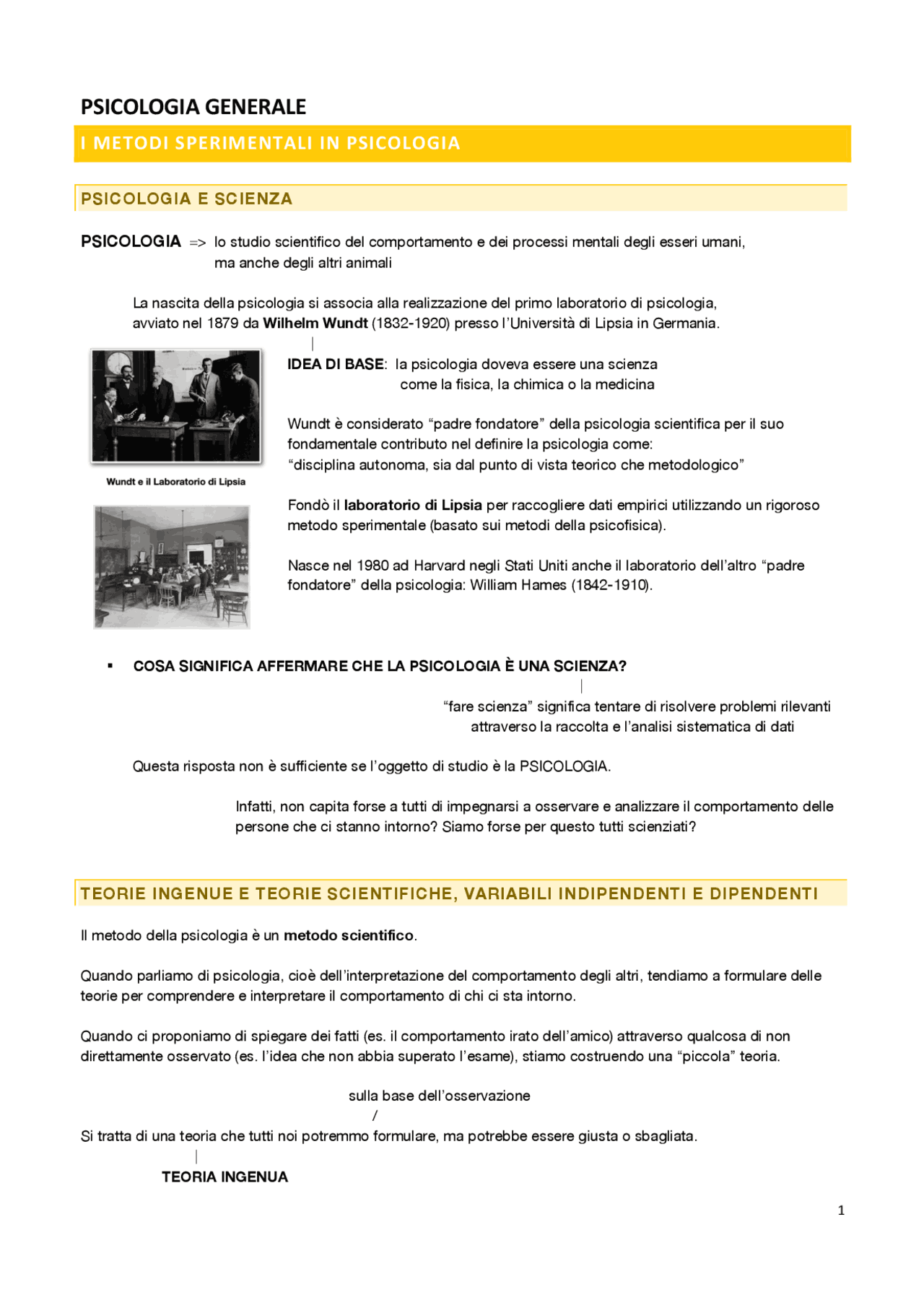 Psicologia Generale Parte 1 Docsity