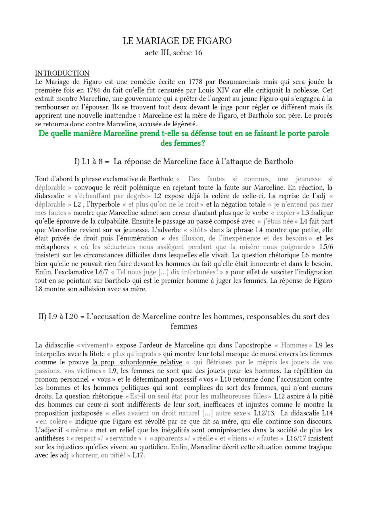 Analyse Mariage De Figaro Dissertation Français Docsity