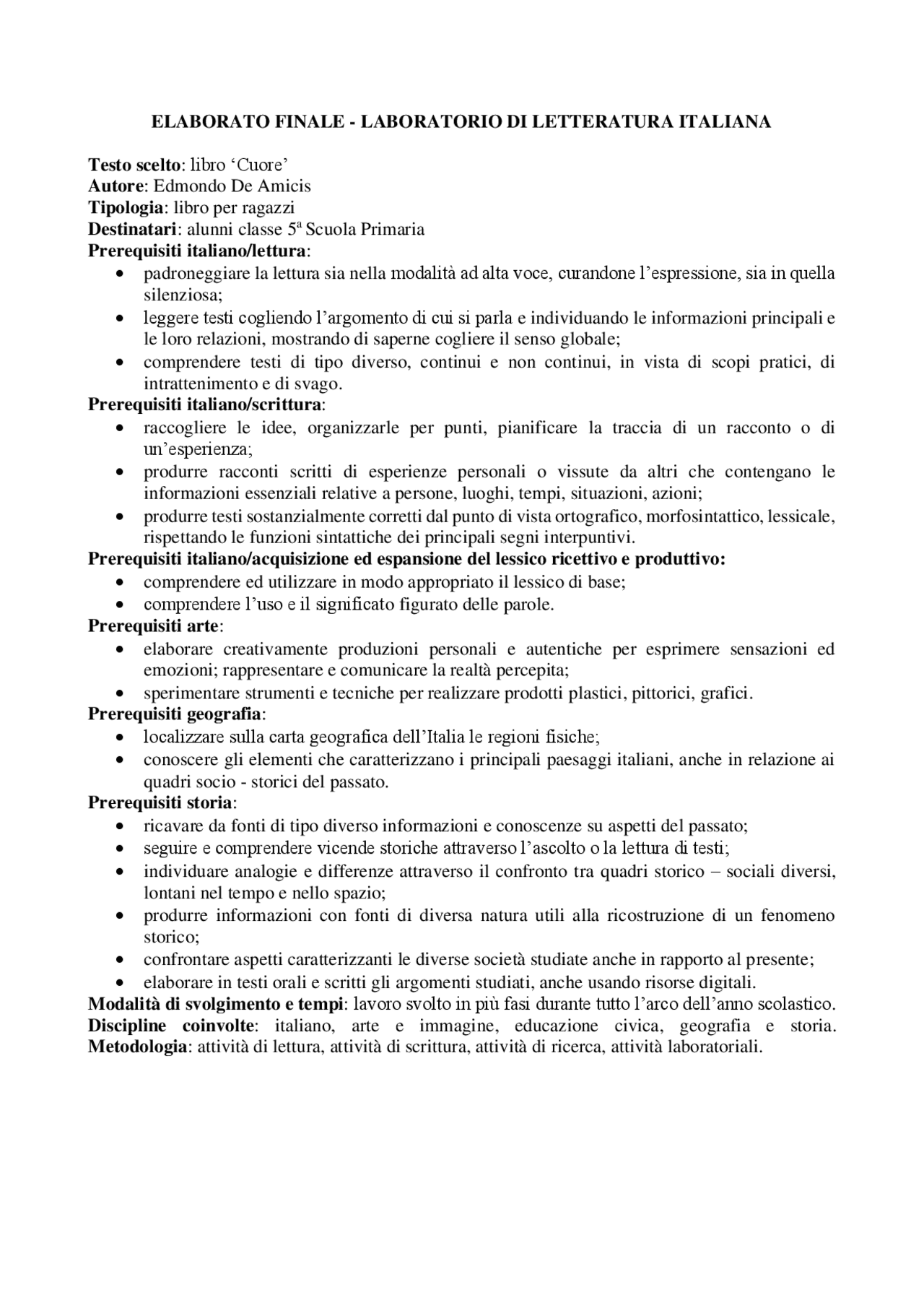 ELABORATO FINALE - LABORATORIO DI LETTERATURA ITALIANA | Prove d'esame di Letteratura Italiana ...