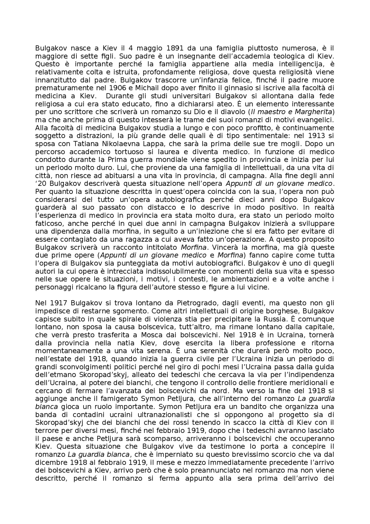 Appunti Cuore Di Cane Michail Bulgakov Docsity