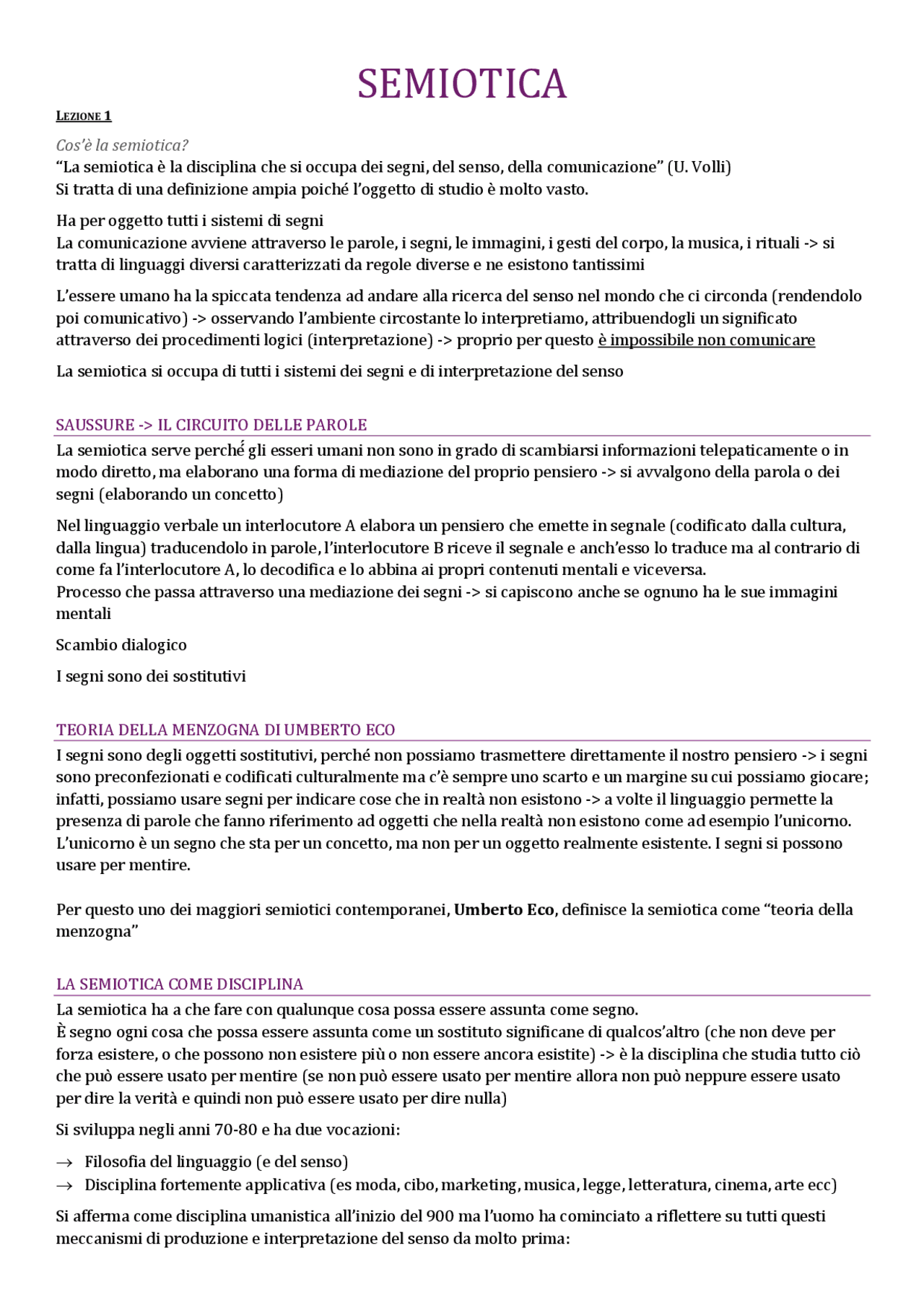Appunti Prima Parte Semiotica Ponzo As 2022 Docsity
