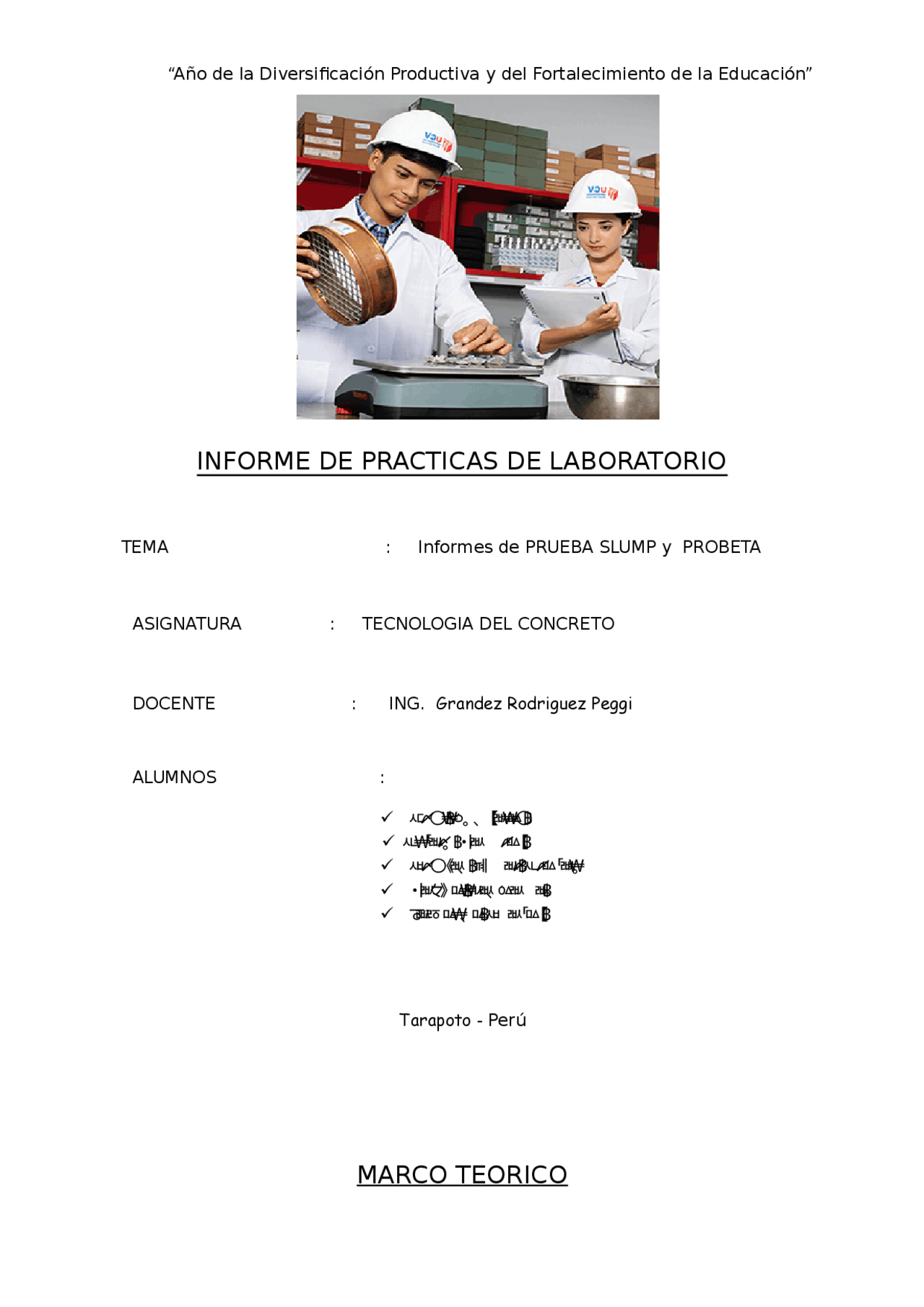 Informe De Ensayos De Laboratorio Docsity