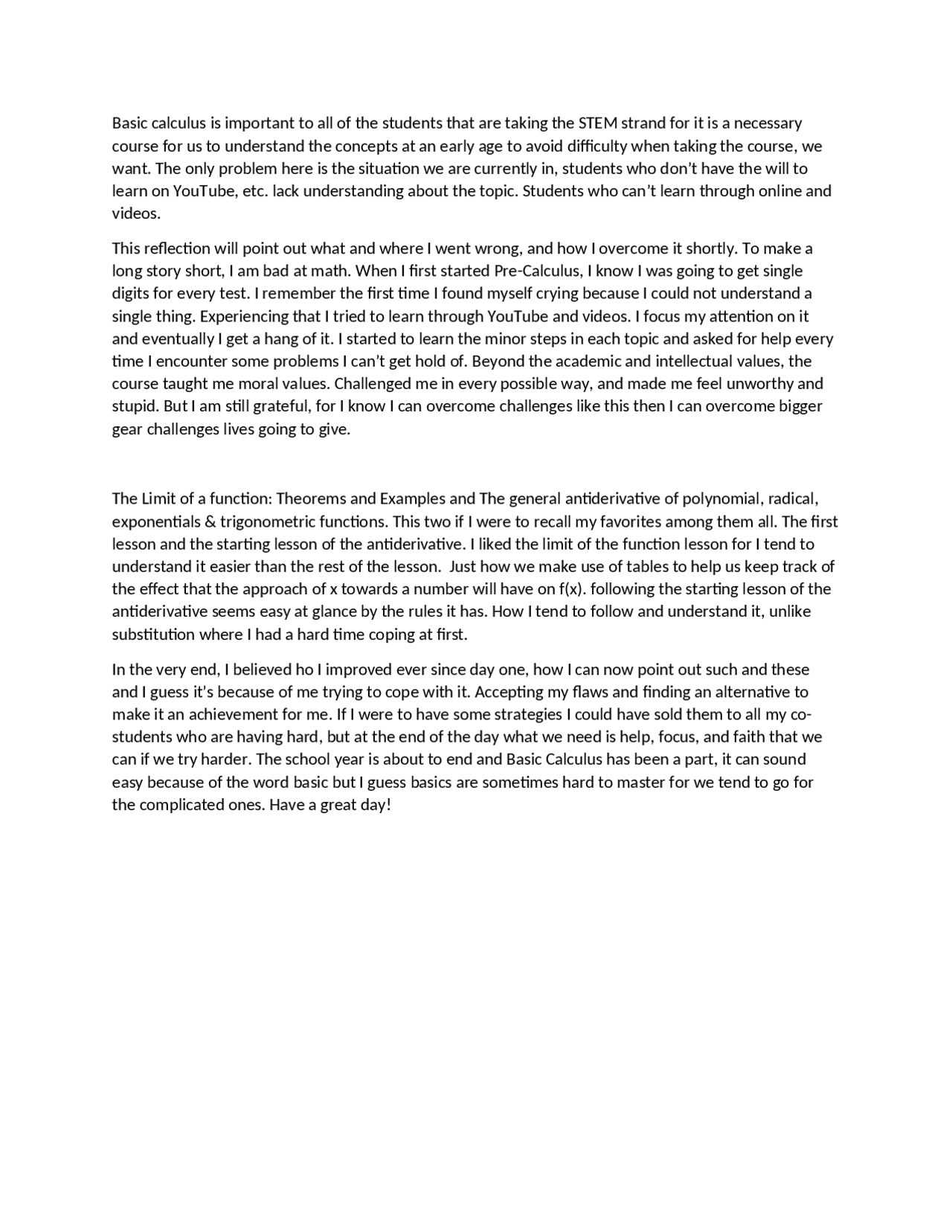 BASIC-CALCULUS_REFLECTION - Docsity