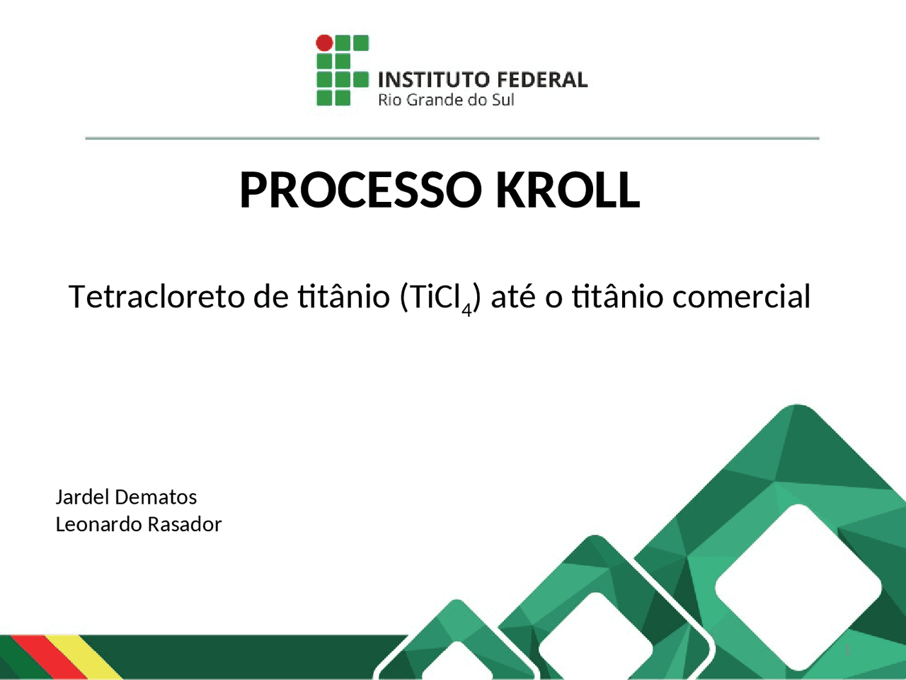 Processo Kroll - Titânio | Exercícios Metalurgia | Docsity
