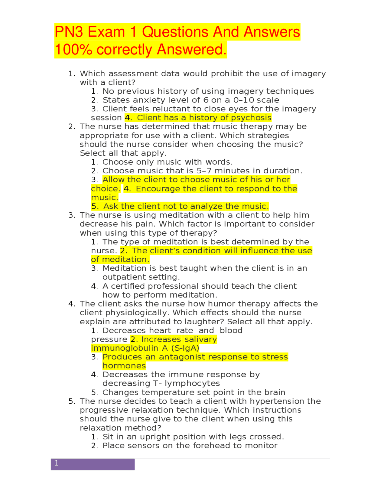 PN3 Exam 1 Questions And Answers 100% correctly Answered. - Docsity