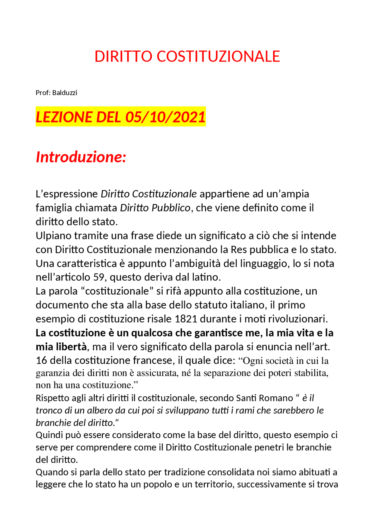 Appunti Lezione Di Diritto Costituzionale Appunti Di Diritto