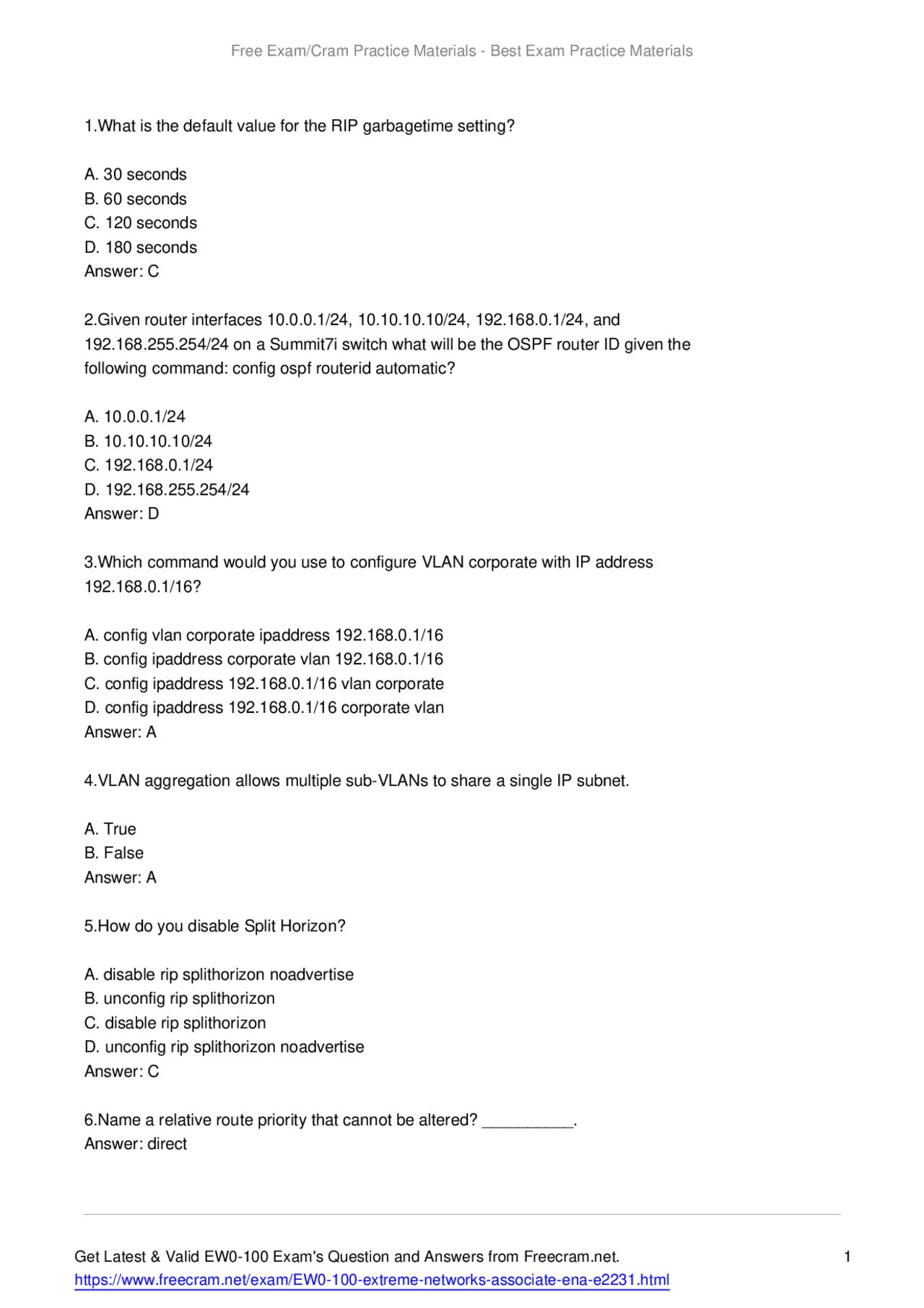 question - extreme network - certification | Provas Informática | Docsity