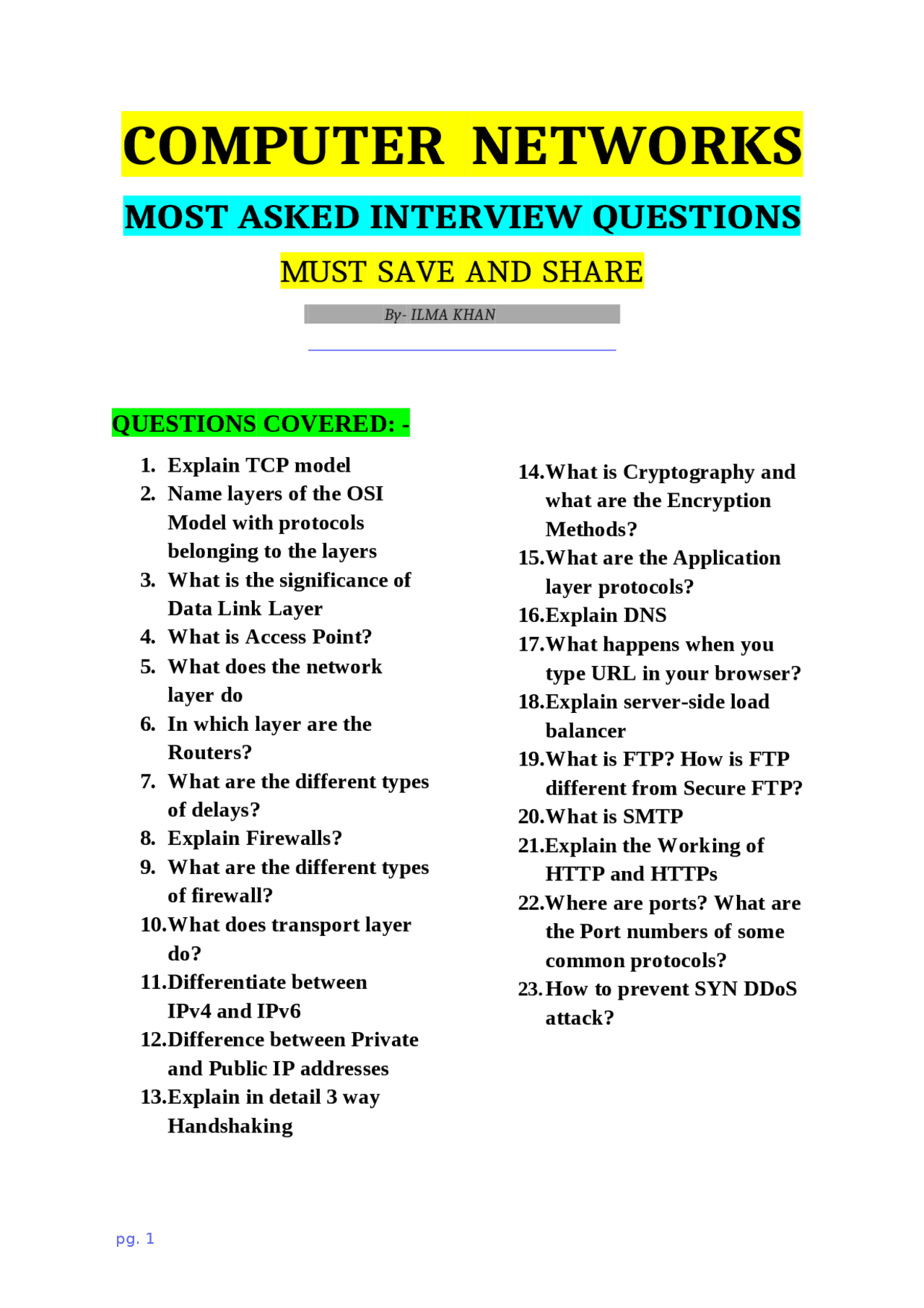 Computer Network Explained All Concepts Thoroughly In 29 Pages ...