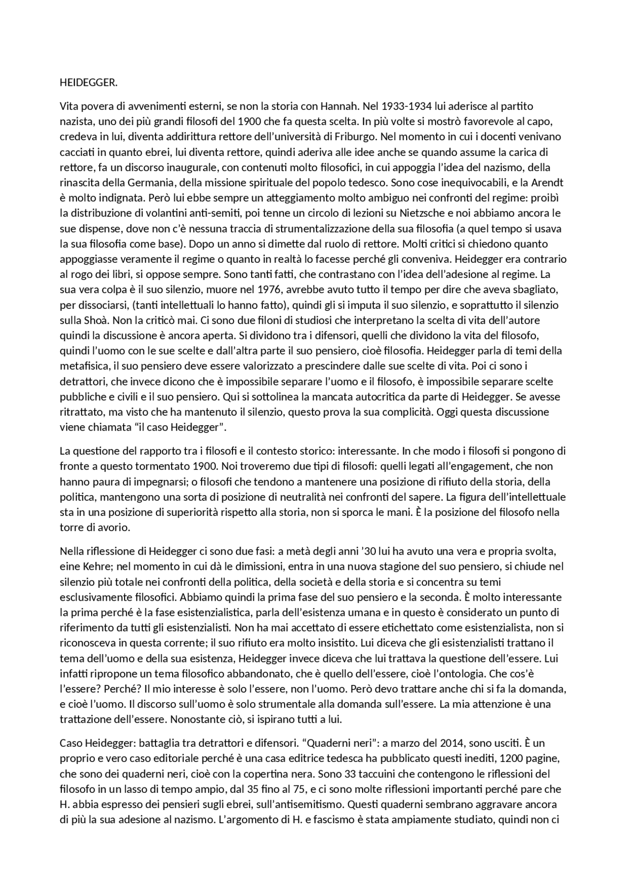Breve Riassunto Su Heidegger Docsity