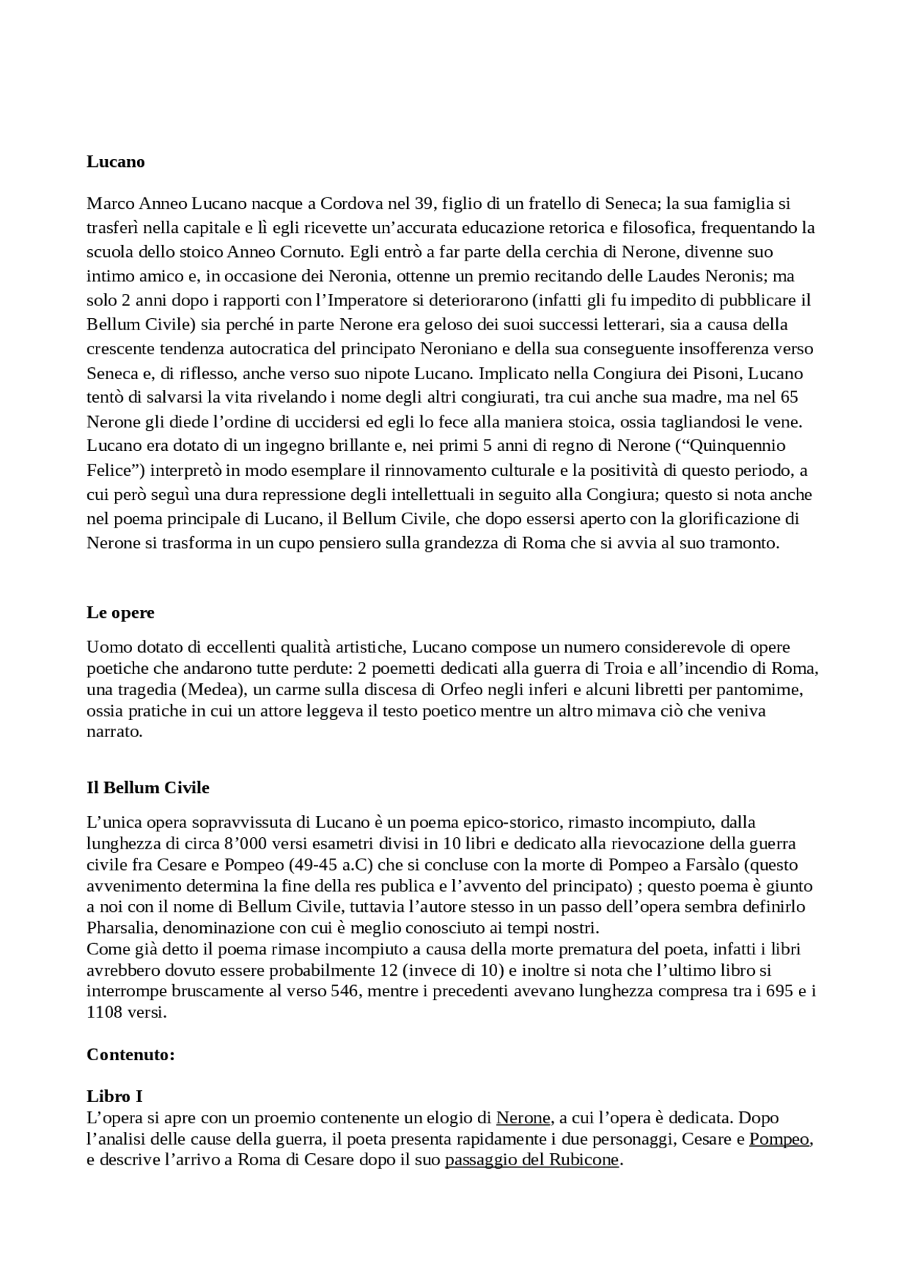 Appunti Su Lucano E Sallustio Docsity