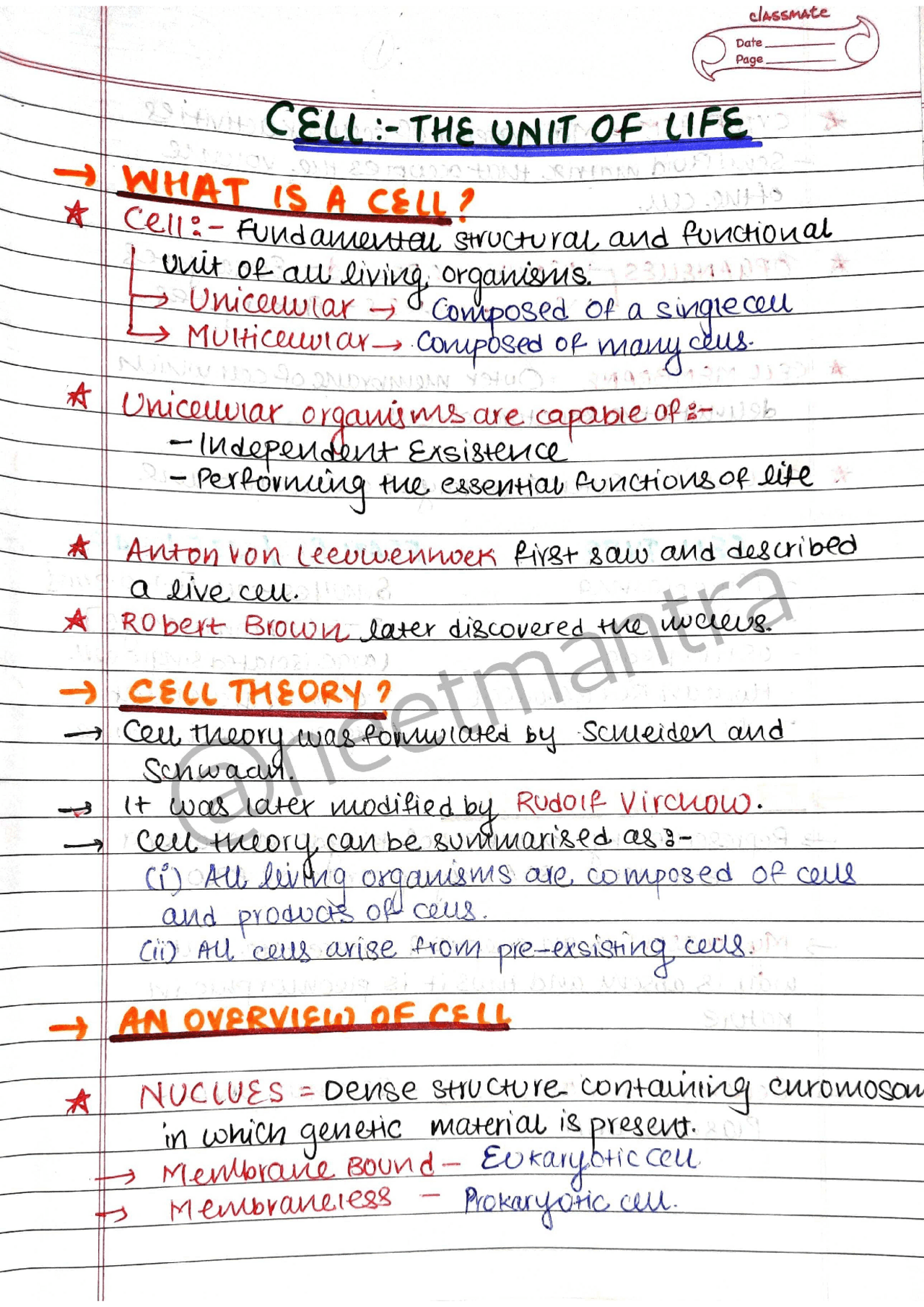 Self study notes of NCERT Biology | Study notes Biology | Docsity