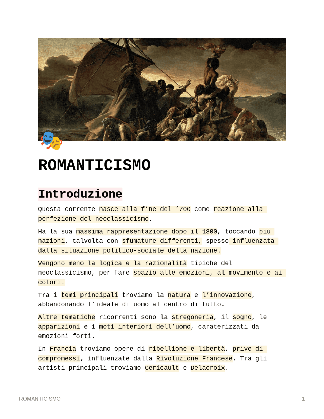 CORRENTE ARTSITICA ROMANTICISMO - Docsity