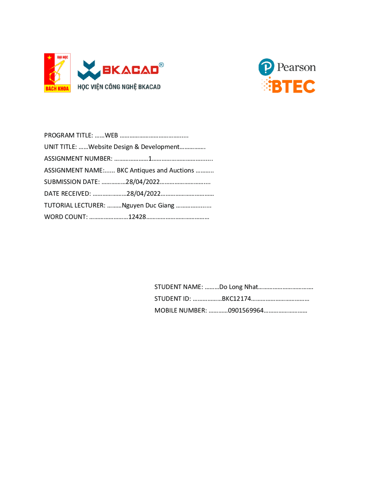 Assignment 2 Web Design And Development Assignments Web Design And Development Docsity