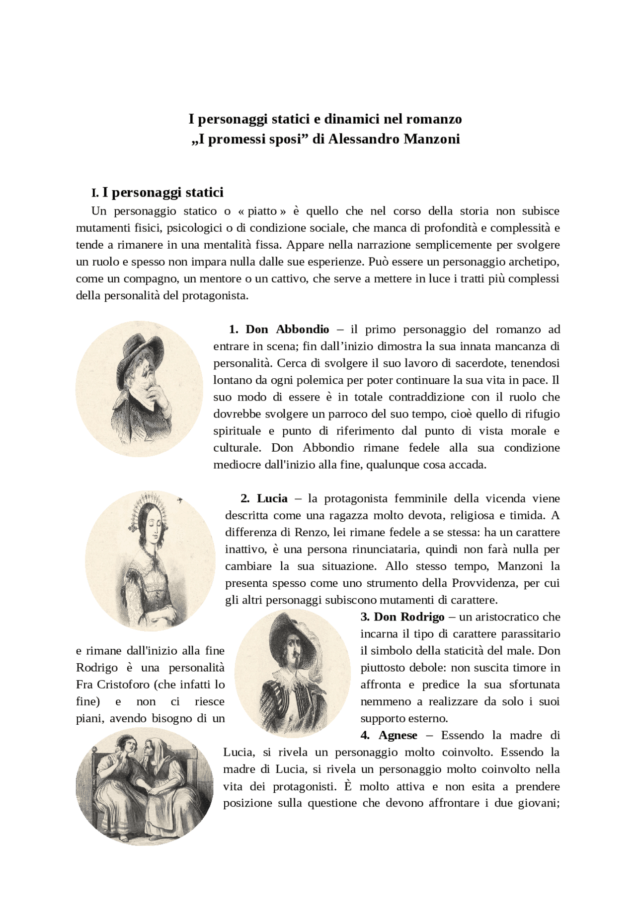 I personaggi statici e dinamici nel romanzo I Promessi Sposi | Tesine ...