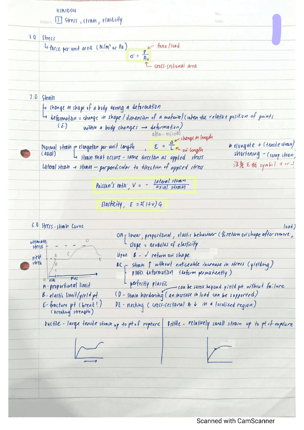 Mechanics of materials study notes - Docsity