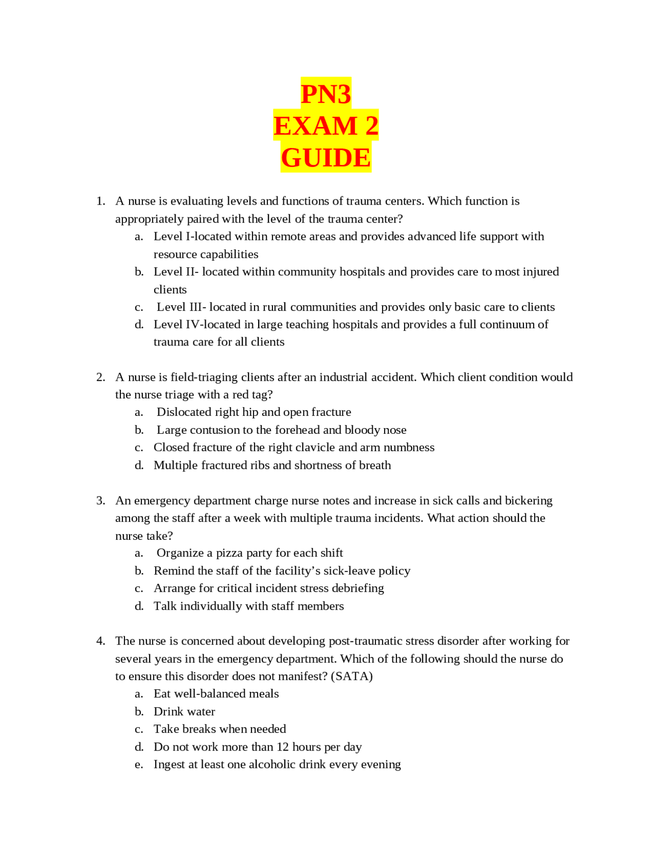 PN3 EXAM 2 GUIDEPN3 EXAM 2 GUIDE - Docsity