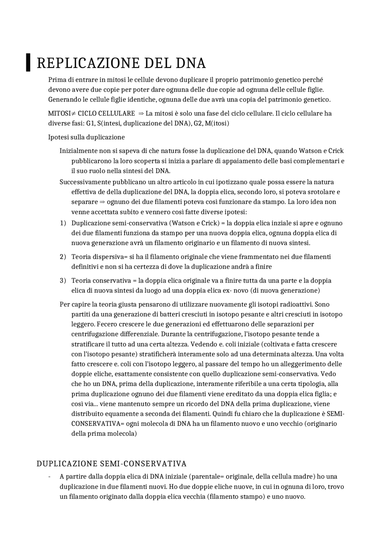 Replicazione Del Dna Appunti Di Biologia Docsity