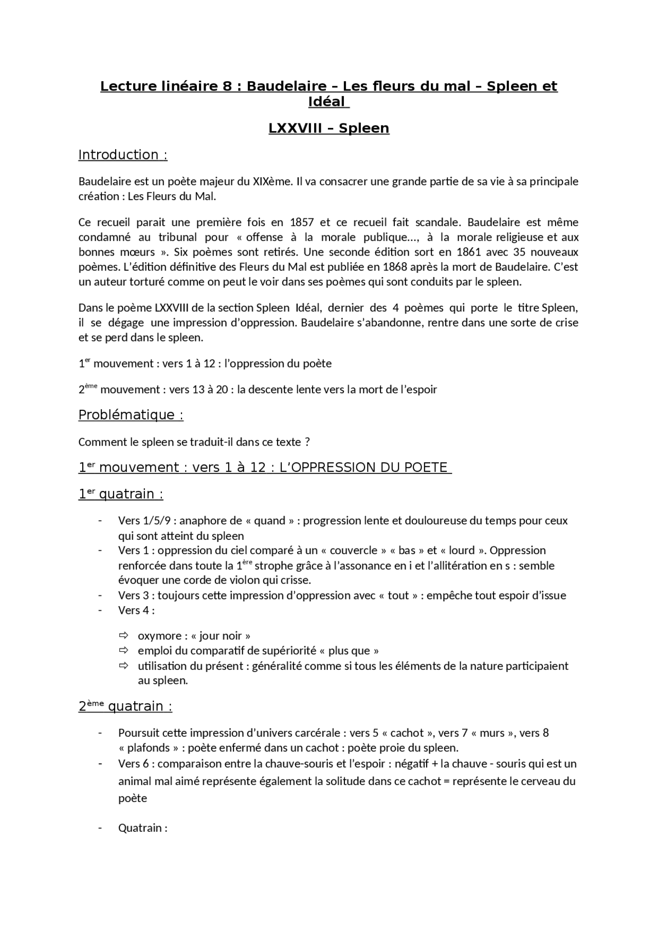 Lecture Linéaire Baudelaire Les Fleurs Du Mal Liii Linvitation
