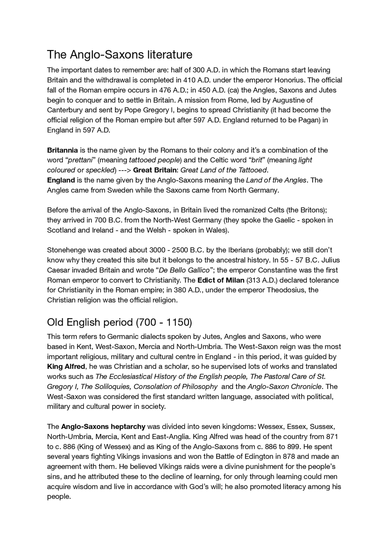 Letteratura Inglese Riassunto Appunti Di Letteratura Inglese Docsity